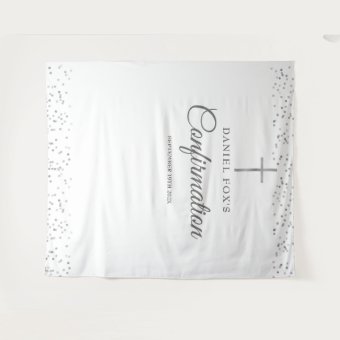 Elegant Silver Confirmation Photo Backdrop | Zazzle