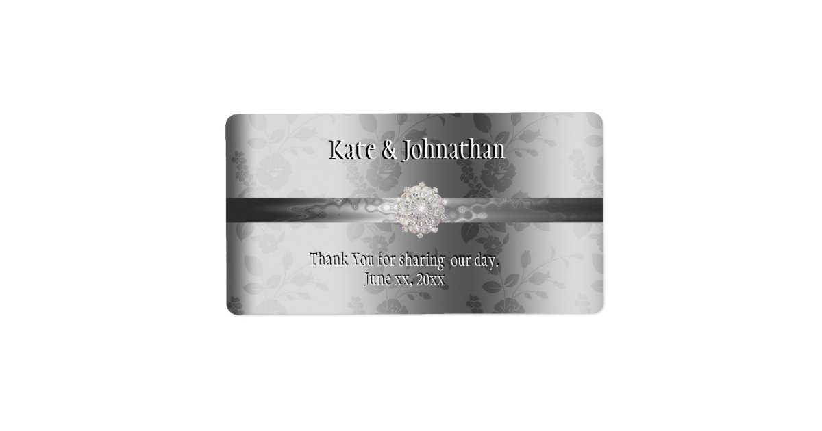 Elegant Silver, Custom Wedding Wine Label | Zazzle