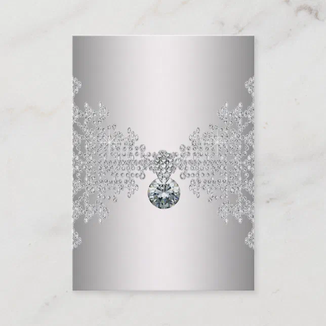 Elegant Silver Diamond Business Card Template | Zazzle