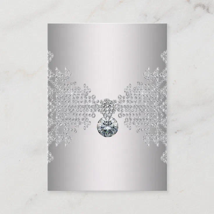 Elegant Silver Diamond Business Card Template | Zazzle