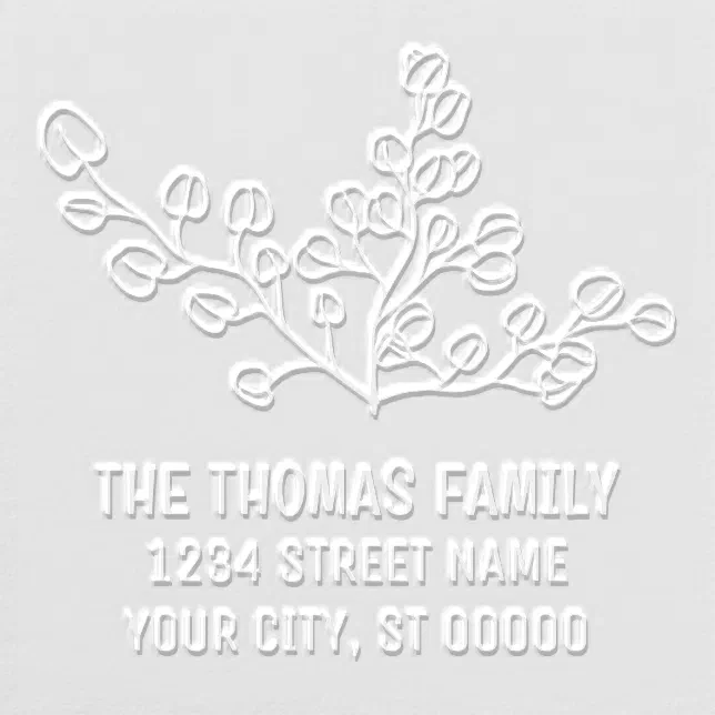 Elegant Silver Dollar Eucalyptus Name Address Embosser | Zazzle