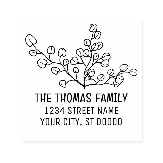 Elegant Silver Dollar Eucalyptus Name Address Self-inking Stamp | Zazzle