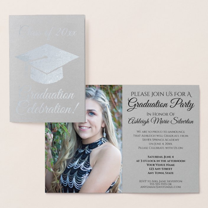 Elegant Silver Foil Graduation Party Invitation | Zazzle.com