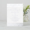 Elegant Silver Foil White Damask Wedding Foil Invitation | Zazzle