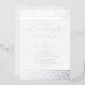 Elegant Silver Foil White Damask Wedding Foil Invitation | Zazzle