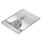 Elegant Silver Glitter Bokeh, Dress, Lace Notebook | Zazzle