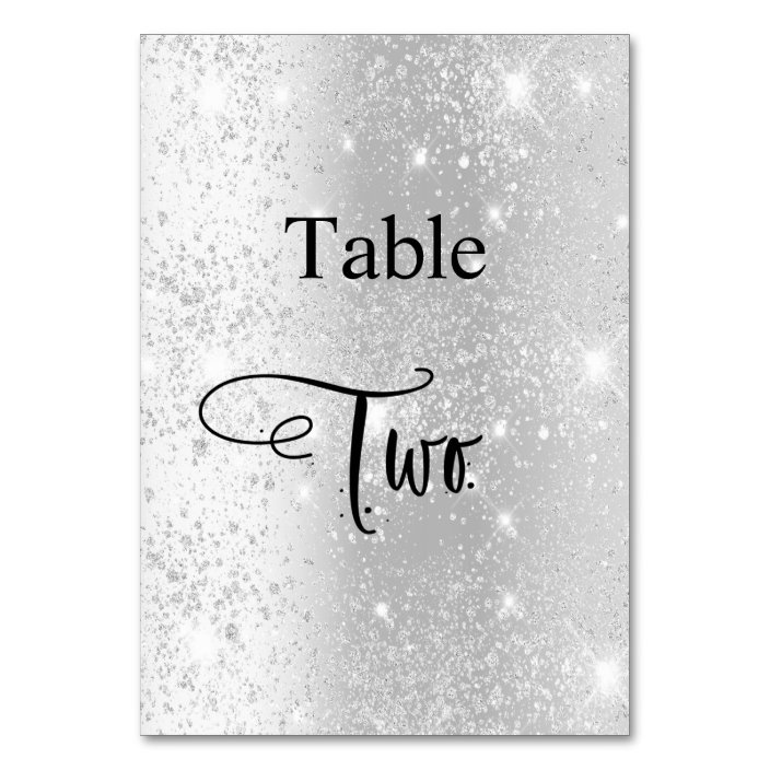 Elegant silver glitter calligraphy table two table number | Zazzle.com