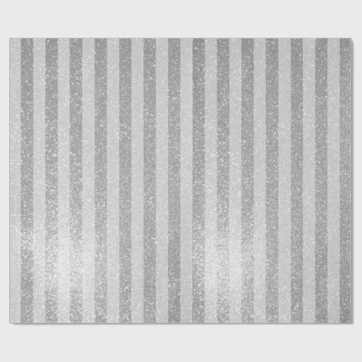 Elegant silver glitter chic stripes wrappingpaper | Zazzle