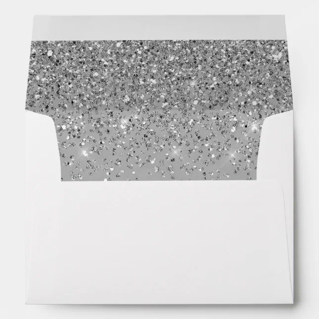 Elegant Silver Glitter Confetti Wedding Gray 5x7 Envelope | Zazzle