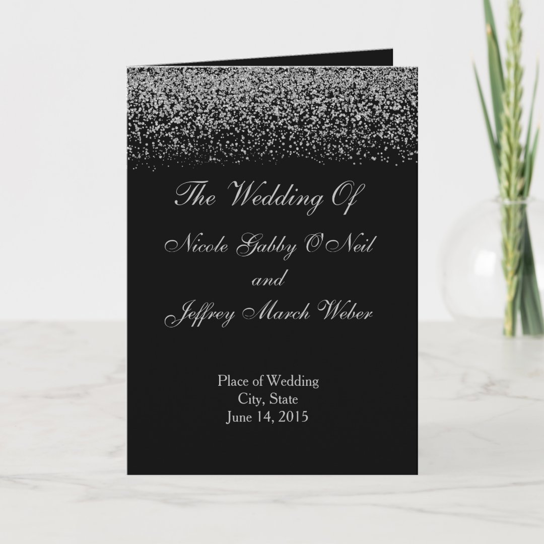Elegant Silver Glitter Confetti Wedding Program | Zazzle
