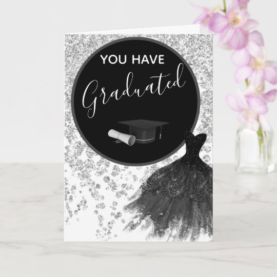 Elegant Silver Glitter Congratulations Graduation Card | Zazzle.com