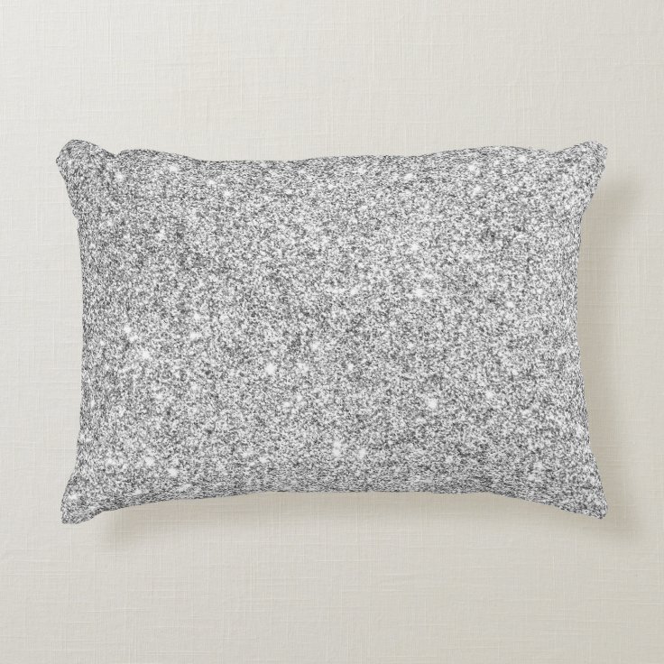 Elegant Silver Glitter Decorative Pillow | Zazzle