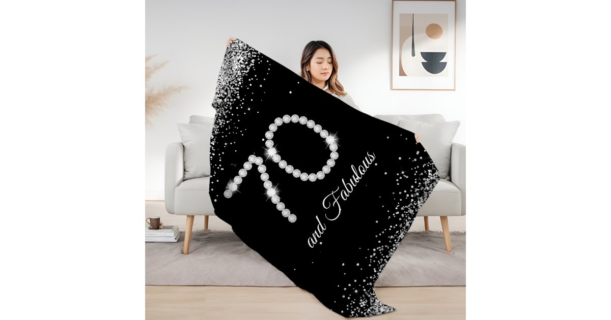 Elegant Silver Glitter & Diamonds 70 and Fabulous Sherpa Blanket | Zazzle