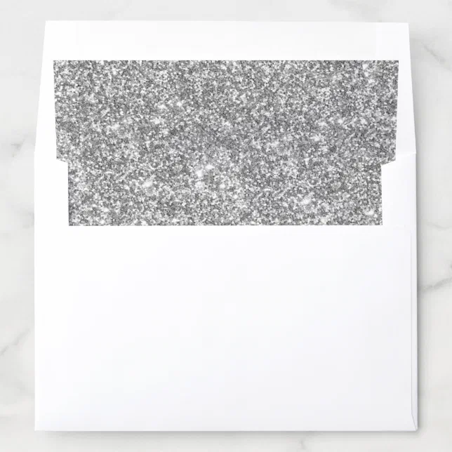 Elegant Silver Glitter Effect Envelope Liner | Zazzle