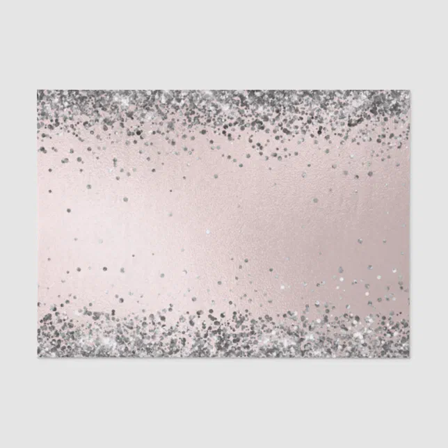 Elegant Silver Glitter Faux Metallic Blush Pink Tissue Paper | Zazzle