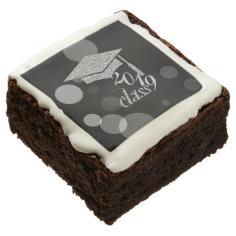 Elegant Silver Glitter Graduation Cap, Class 2019 Brownie | Zazzle