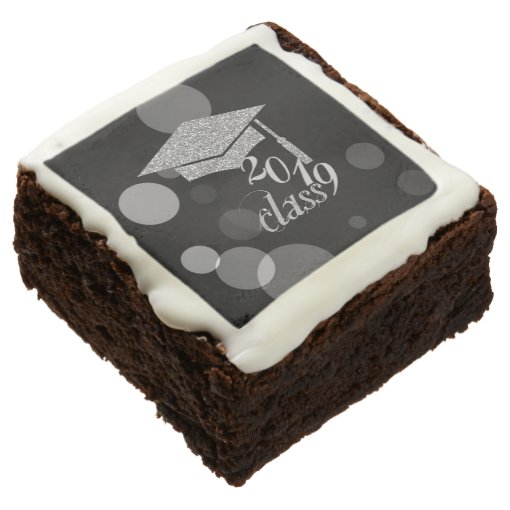 Elegant Silver Glitter Graduation Cap, Class 2019 Brownie | Zazzle