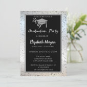 Elegant Silver Glitter Graduation Cap,Confetti Invitation | Zazzle