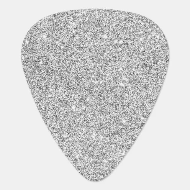Elegant Silver Glitter Guitar Pick | Zazzle