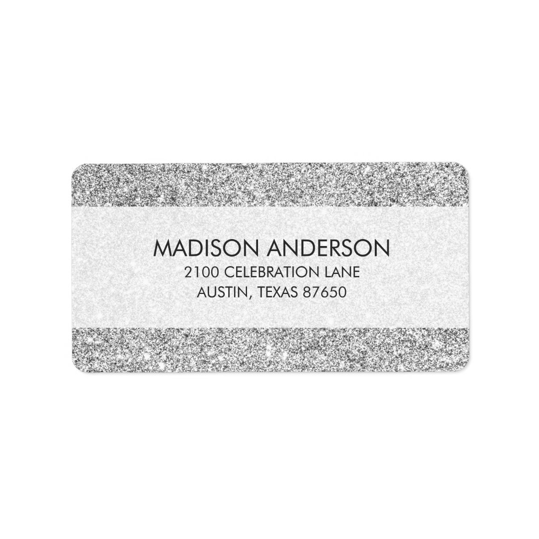 Elegant Silver Glitter Label | Zazzle