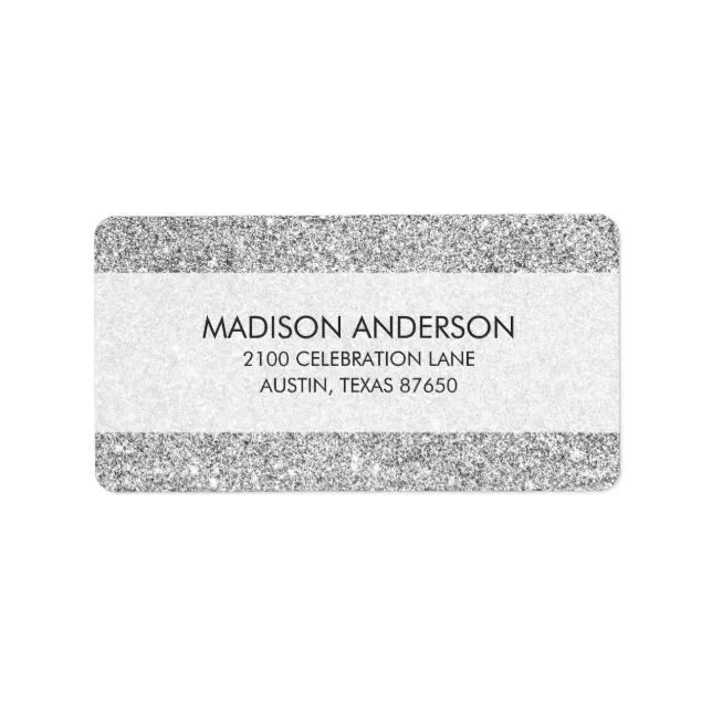 Elegant Silver Glitter Label | Zazzle