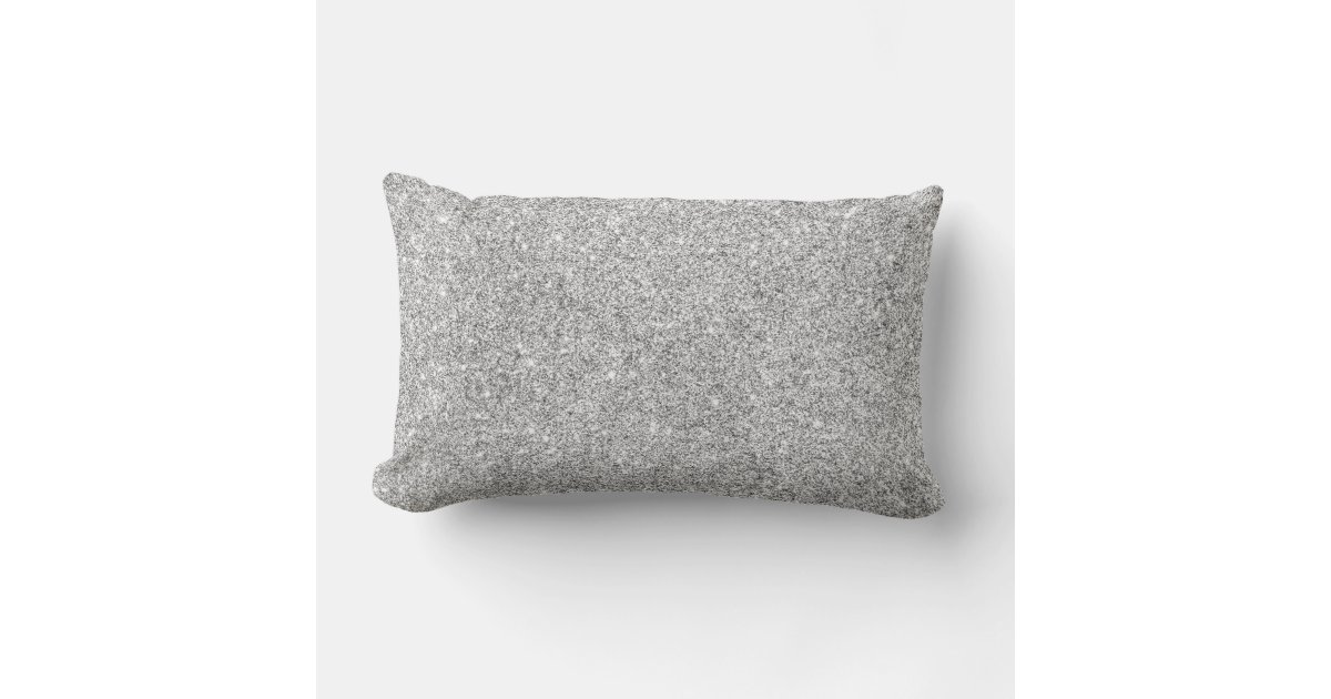 Elegant Silver Glitter Lumbar Pillow | Zazzle