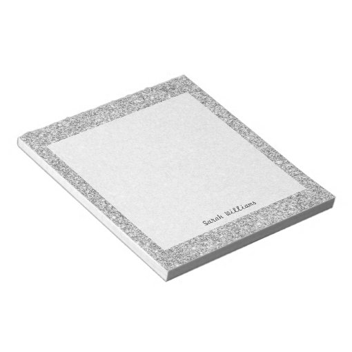 Elegant Silver Glitter Notepad | Zazzle