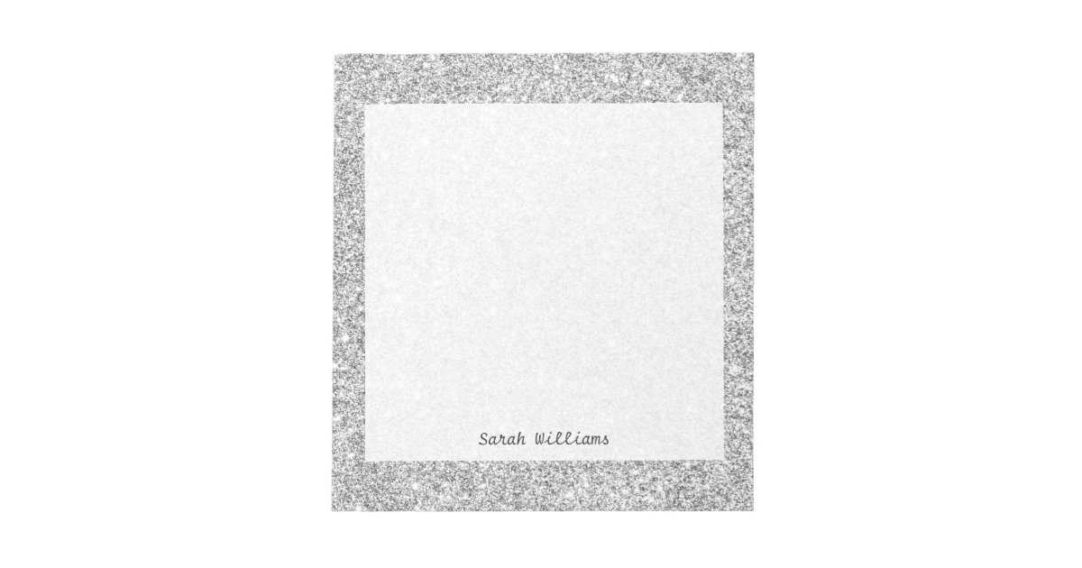 Elegant Silver Glitter Notepad | Zazzle