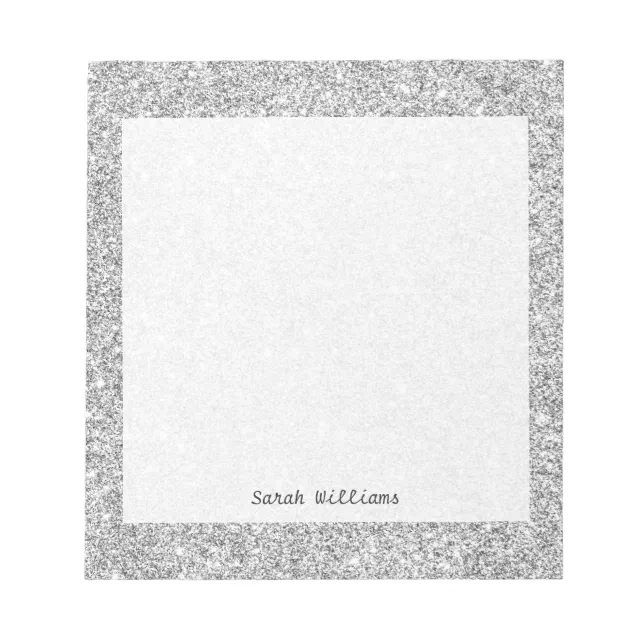 Elegant Silver Glitter Notepad | Zazzle