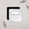 Elegant Silver Glitter Scribble Square Business Card | Zazzle