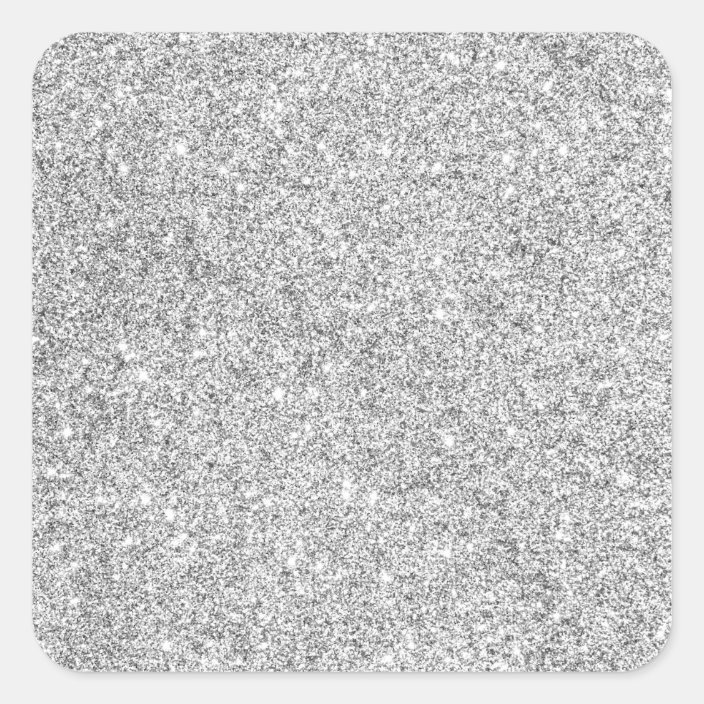 Elegant Silver Glitter Square Sticker | Zazzle.com