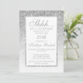 Elegant Silver Glitter Surprise Birthday Party Invitation | Zazzle