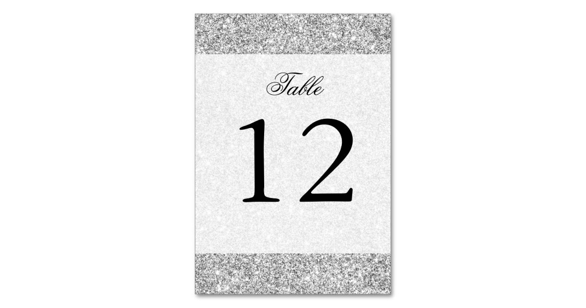 Elegant Silver Glitter Table Number | Zazzle