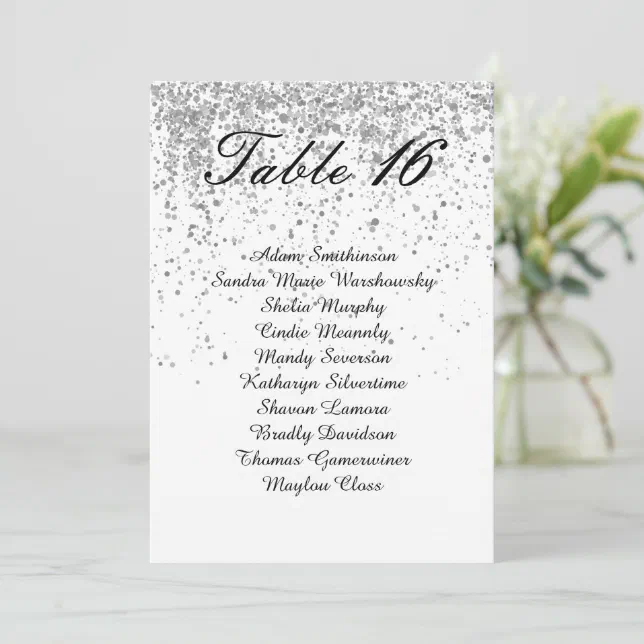 Elegant Silver glitter Table Number Seating Charts | Zazzle