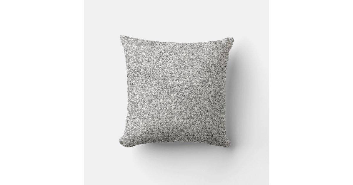 Elegant Silver Glitter Throw Pillow | Zazzle