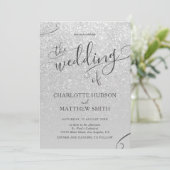 Elegant Silver Glitter Wedding Invitation | Zazzle