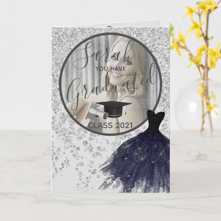 Elegant Silver Glitter You Have Graduated Photo Card | Zazzle.com