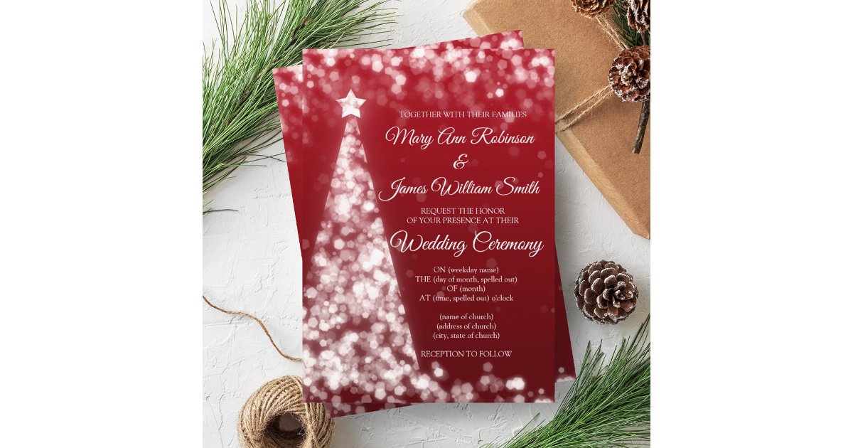 Elegant Silver & Gold Christmas Holiday Wedding Invitation | Zazzle