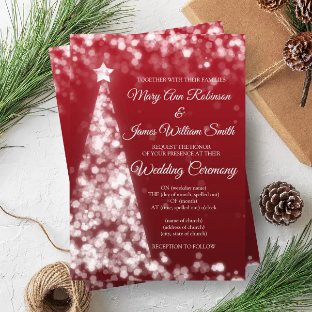 Elegant Silver & Gold Christmas Holiday Wedding Invitation | Zazzle