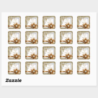 Elegant Silver Gold Jewel image Birthday Party Square Sticker | Zazzle