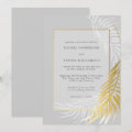 Elegant Silver Gold Wedding Tropical Greenery Invitation | Zazzle