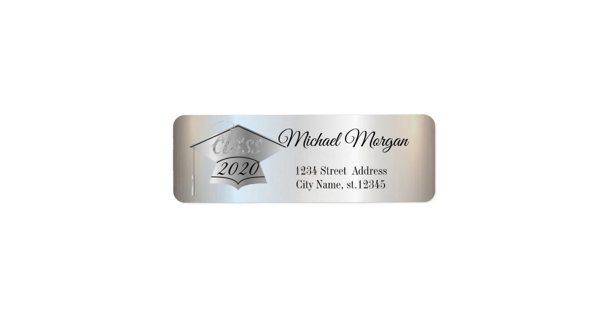 Elegant Silver Graduation Cap Label | Zazzle