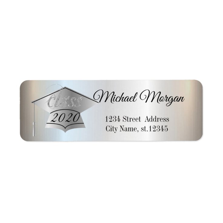 Elegant Silver Graduation Cap Label | Zazzle