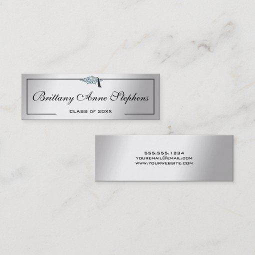 Elegant Silver Graduation Diamond Name Card Insert | Zazzle