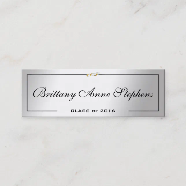 Elegant Silver Graduation Diploma Name Card Insert | Zazzle
