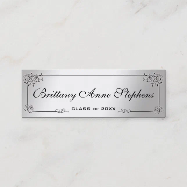 Elegant Silver Graduation Name Card Insert | Zazzle