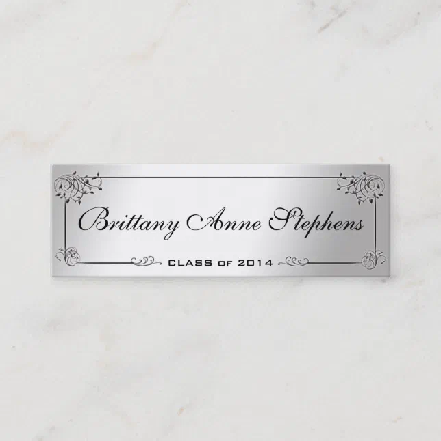 Elegant Silver Graduation Name Card Insert | Zazzle