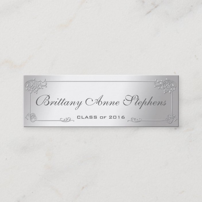 Elegant Silver Graduation Name Card Insert | Zazzle.com