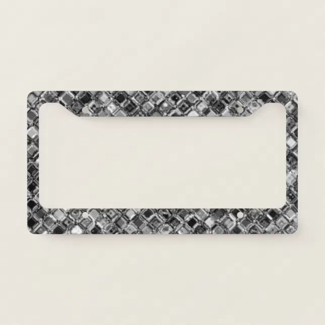 Elegant Silver Gray Glitter Gems Sparkle Glam License Plate Frame | Zazzle