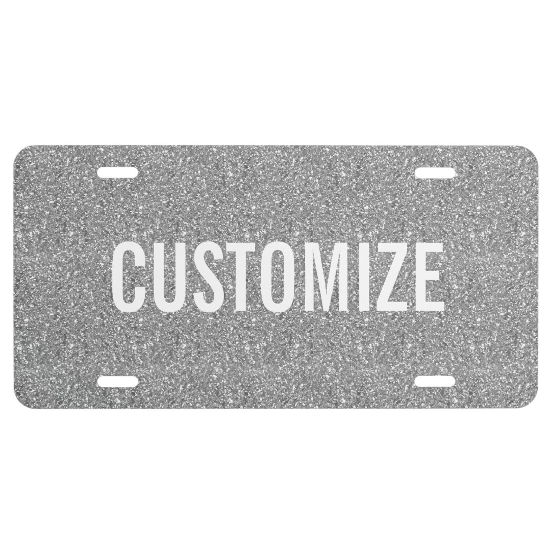 Elegant Silver Gray Glitter Pattern License Plate | Zazzle
